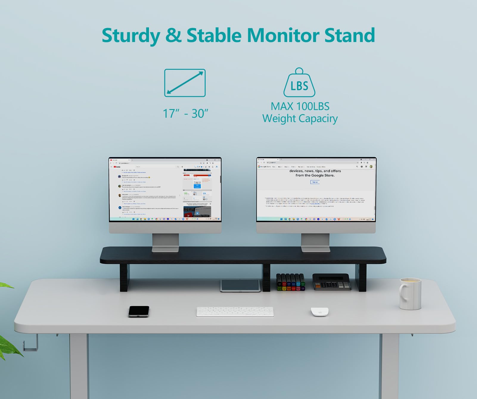 Snapklik.com : Zimilar Dual Monitor Stand Riser, Large Wood Computer ...