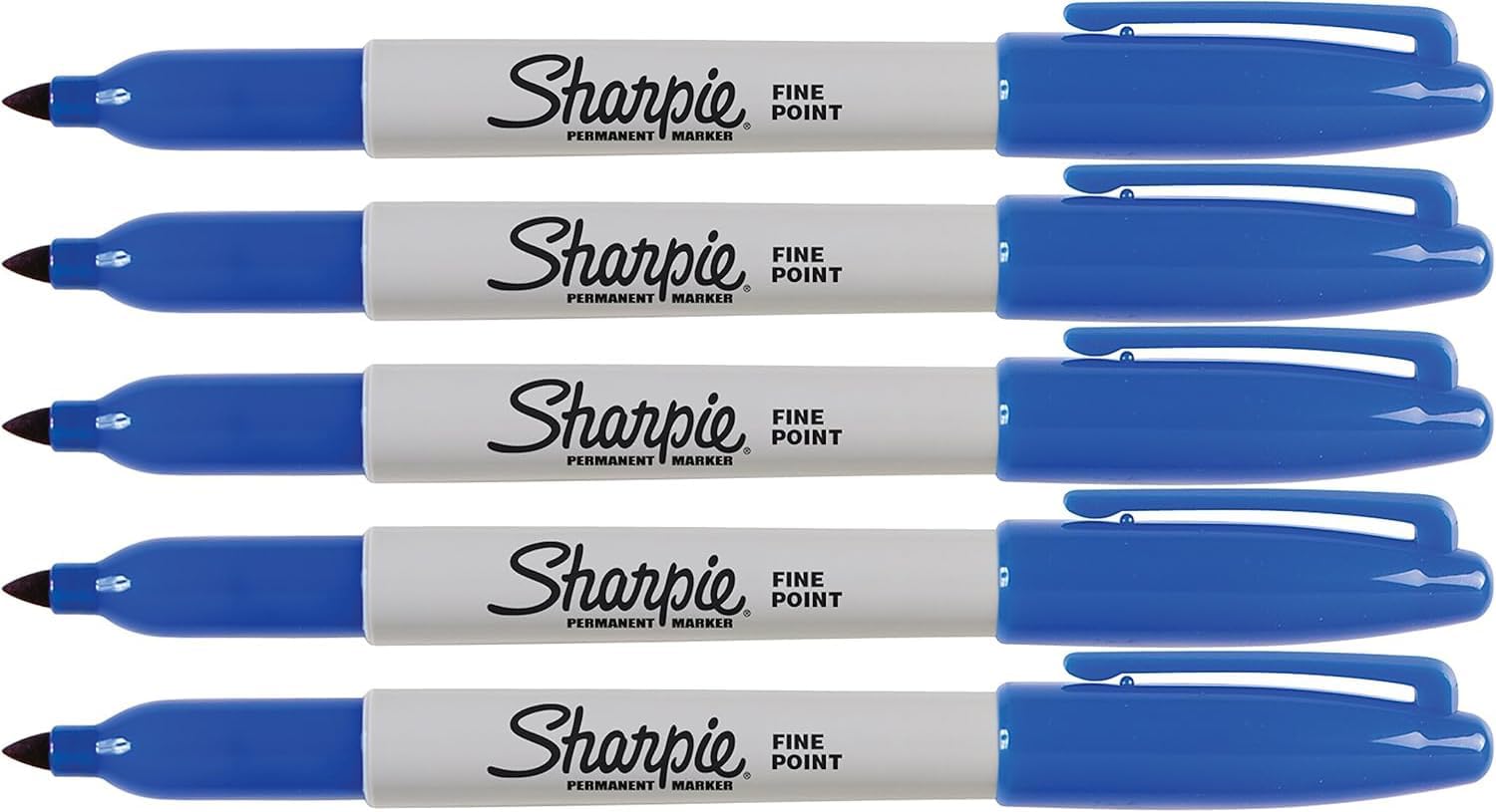 Amazon.com: Sharpie Blue Markers, Fine Point Tip, Permanent Markers, 5 ...