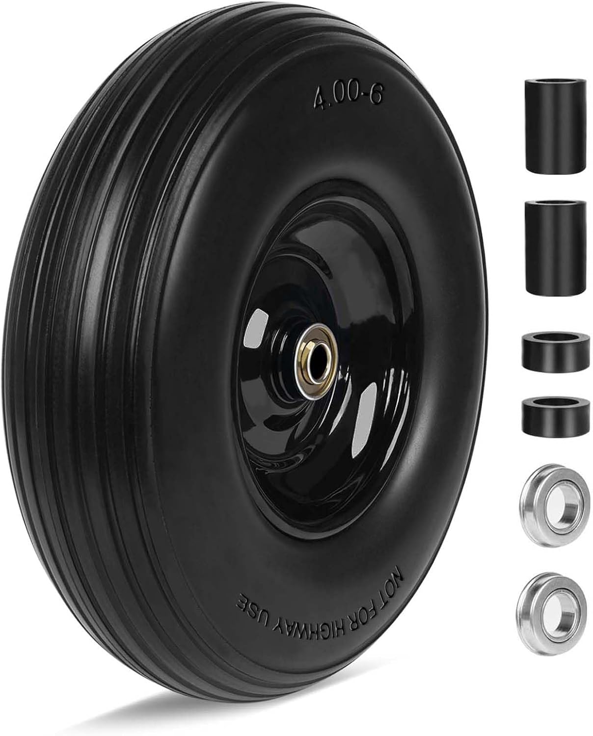 Amazon.com: DICWPTS 13 Inch Wheelbarrow Tires, 4.00-6 Solid Tire and ...