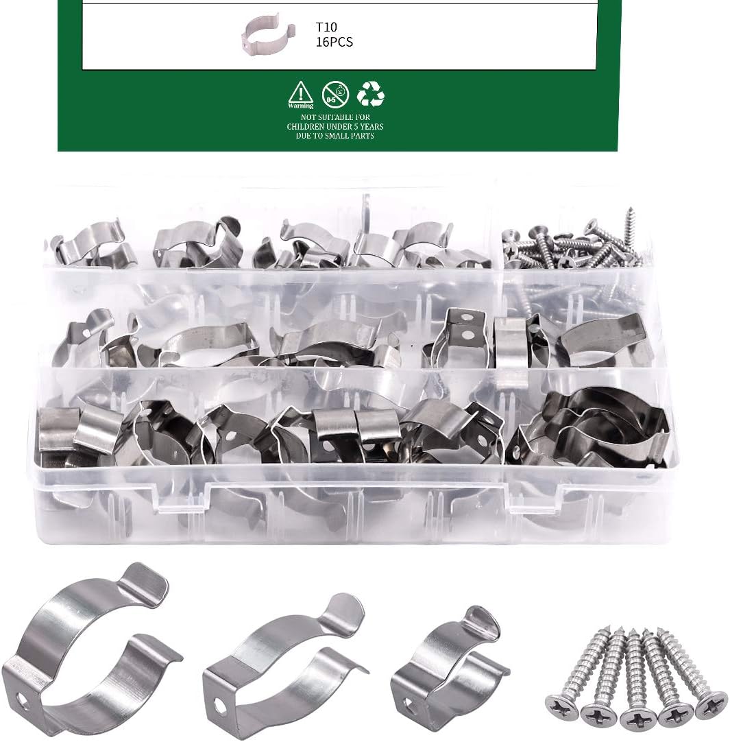 Rustark 48 Pcs U Clip Holder Set with T5 T8 T10 Stainless Steel ...