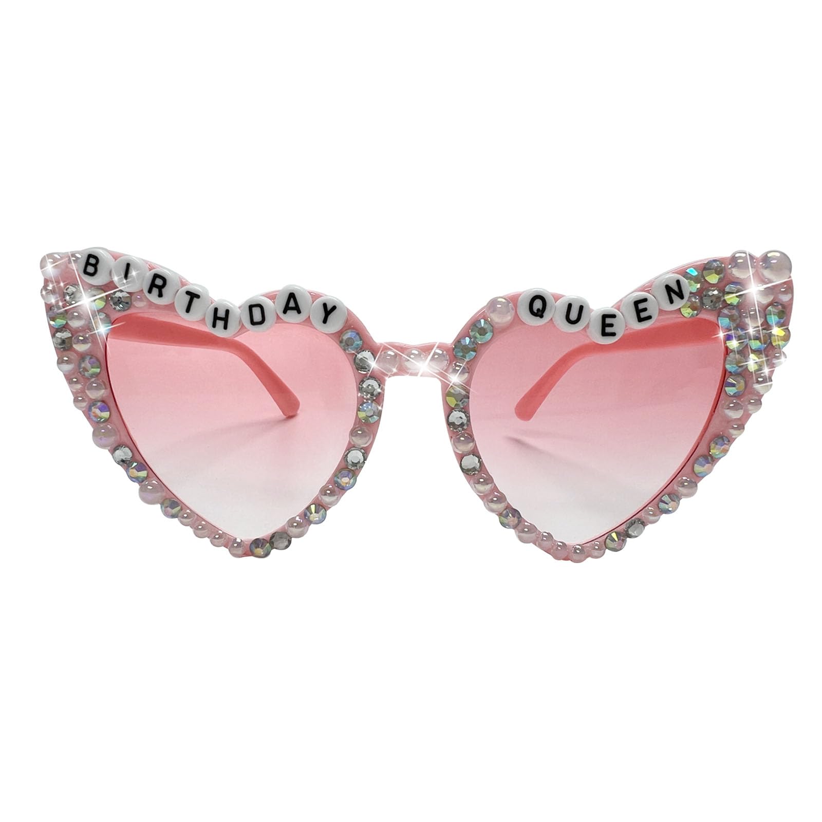 ZEBSF Birthday Queen Glasses for Women - Pink Heart Birthday Pearl ...