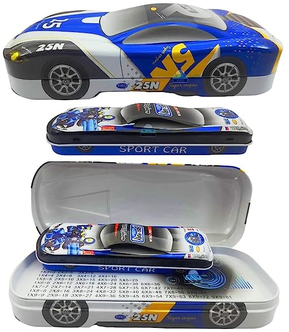 Metal Car Pencil Box for Kids Double Layer Metal Pencil Case for Kids ...