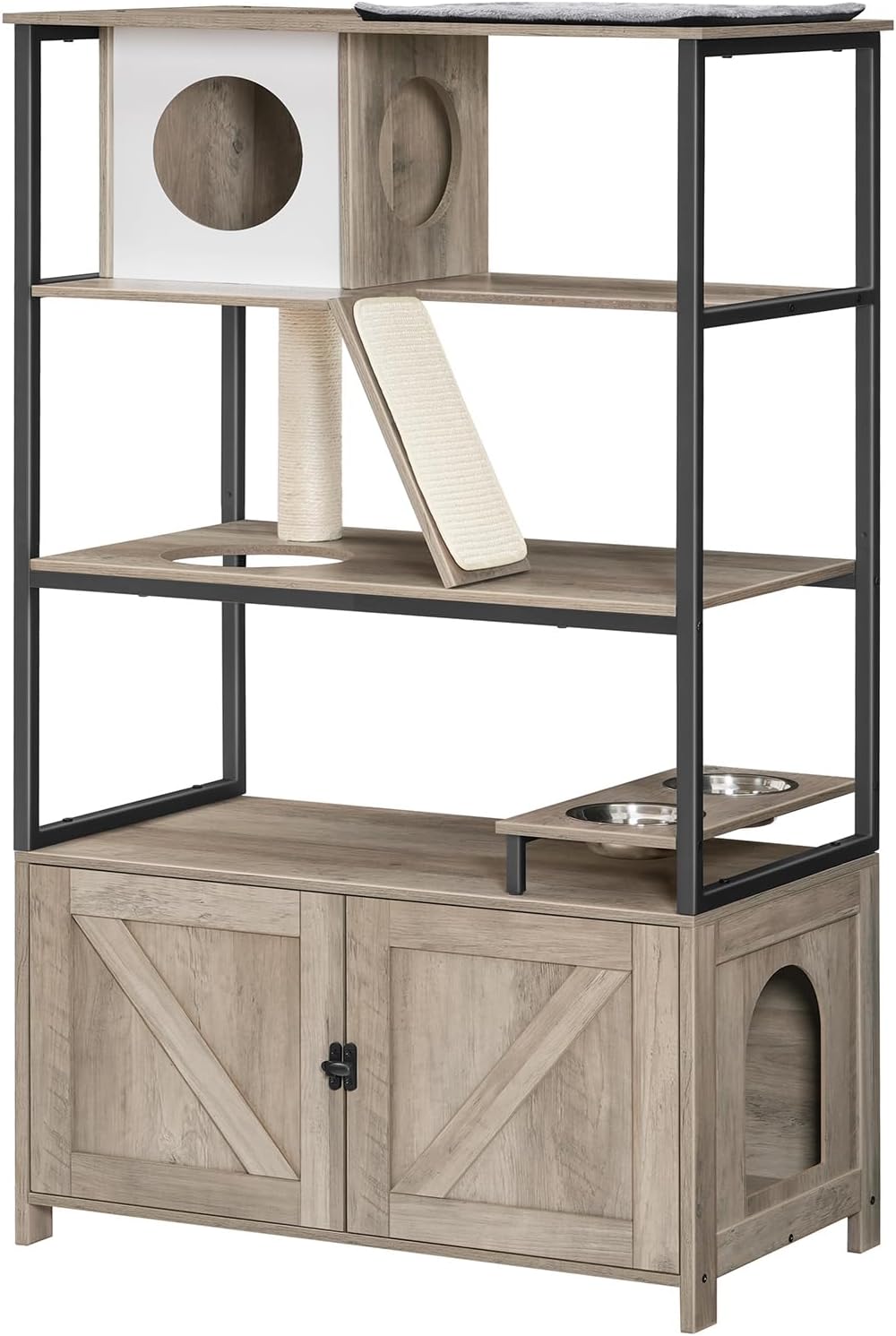 Amazon.com: HOOBRO Cat Litter Box Enclosure and Detachable Cat Tree ...