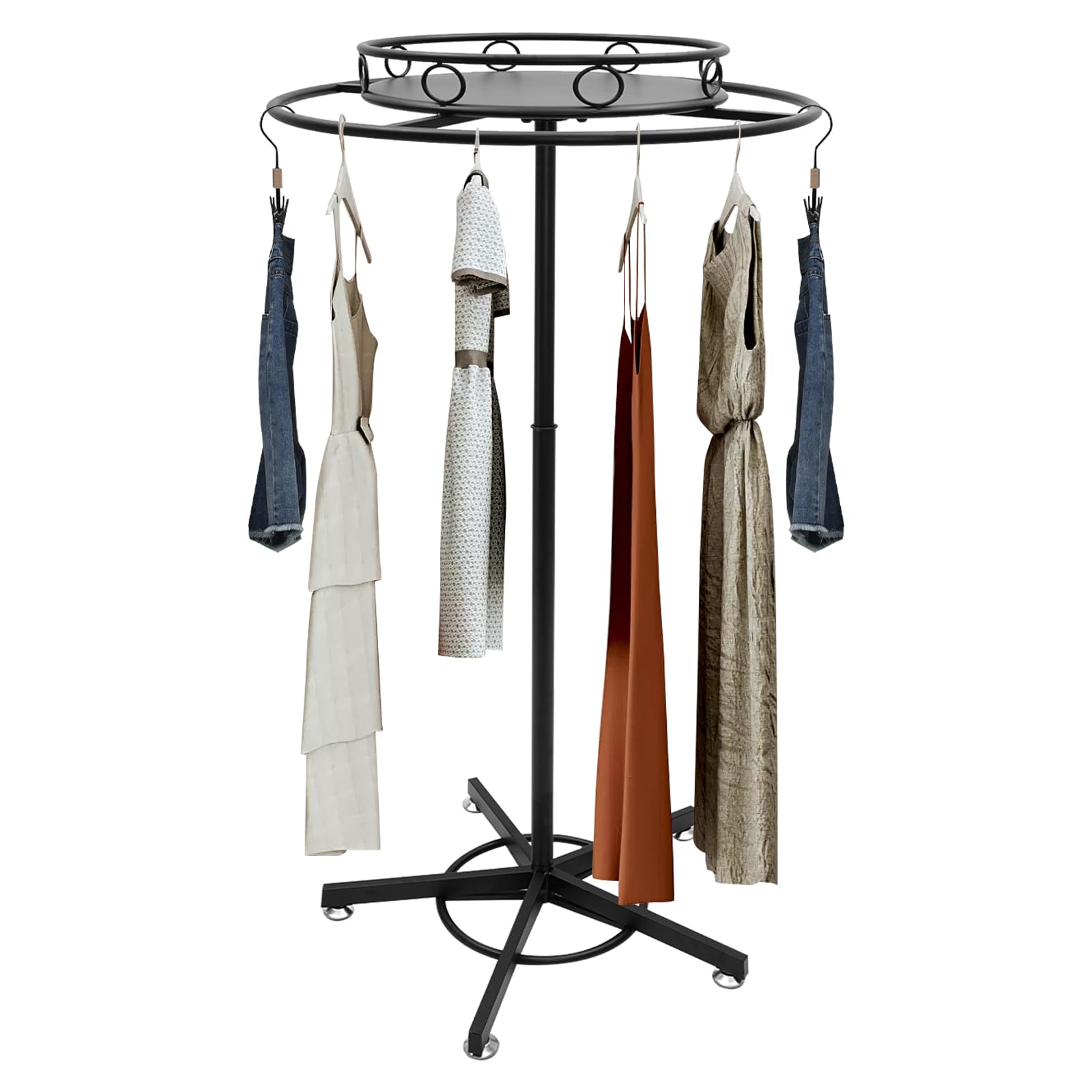 Amazon.com: JINHZIXIU 360° Rotating Clothes Rack Floor Standing Garment ...