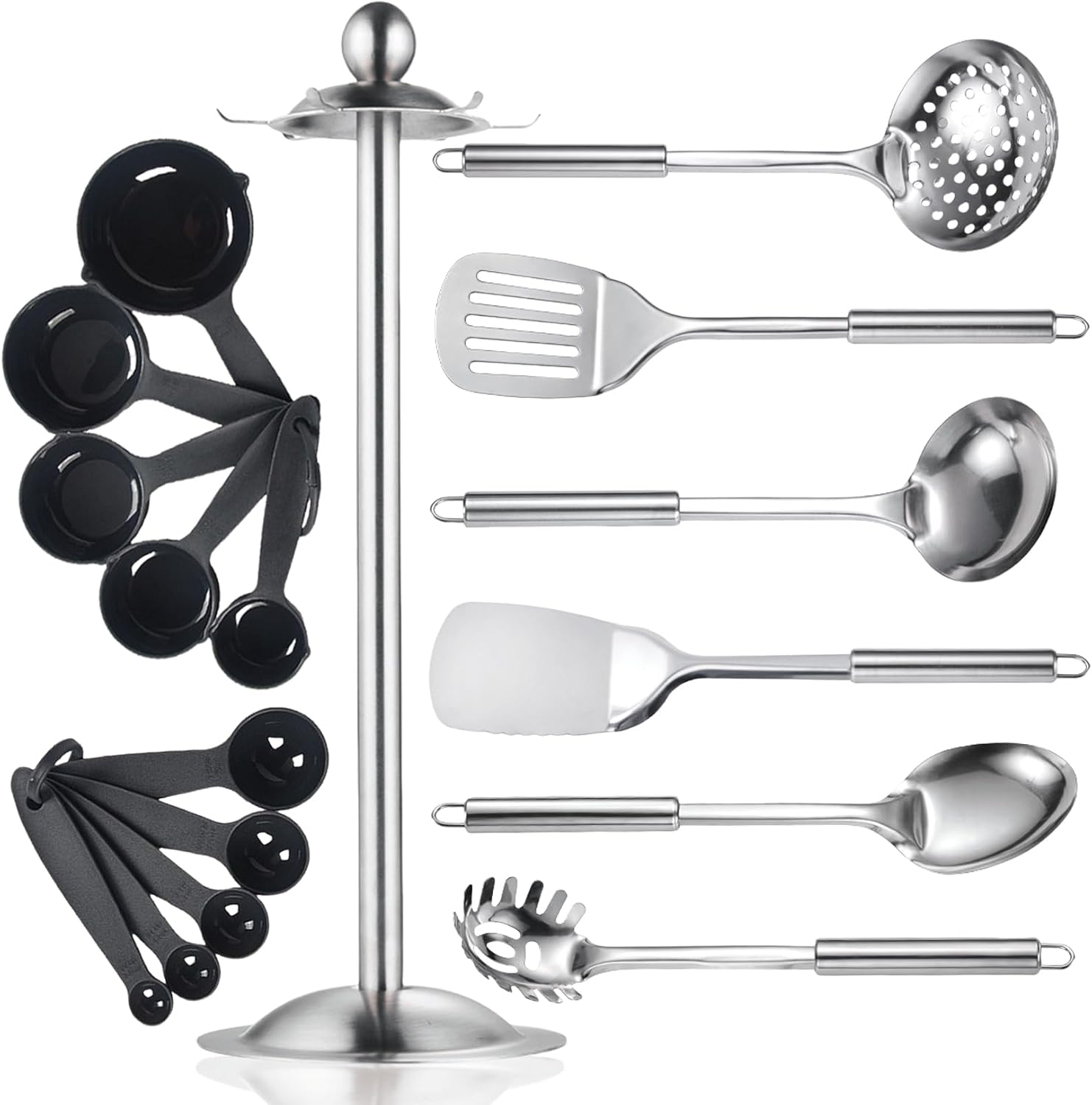 Amazon.com: Stainless Steel Cooking Utensils Set - 17pcs Metal Kitchen ...
