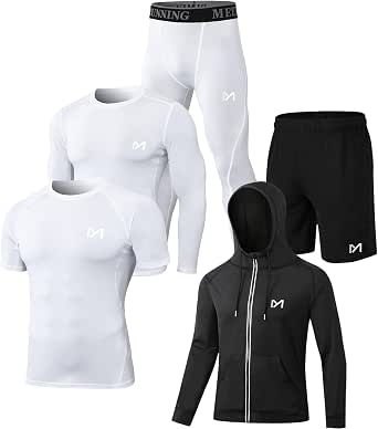 Amazon.com: MEETYOO mens 5pcs Men's Compression Sets Pants Long Sleeve ...