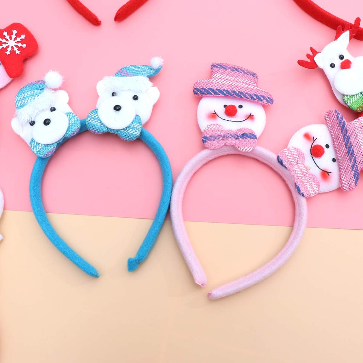 Amosfun 8 Pcs Christmas Hair Bands Head Boppers Snowman Santa Claus ...