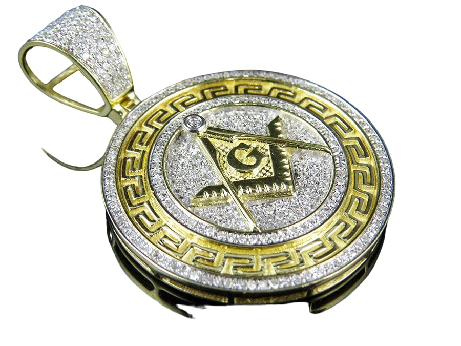 Amazon.com: Ssjewel 0.85 Ct Round Cut Diamond Iced Out Masonic ...