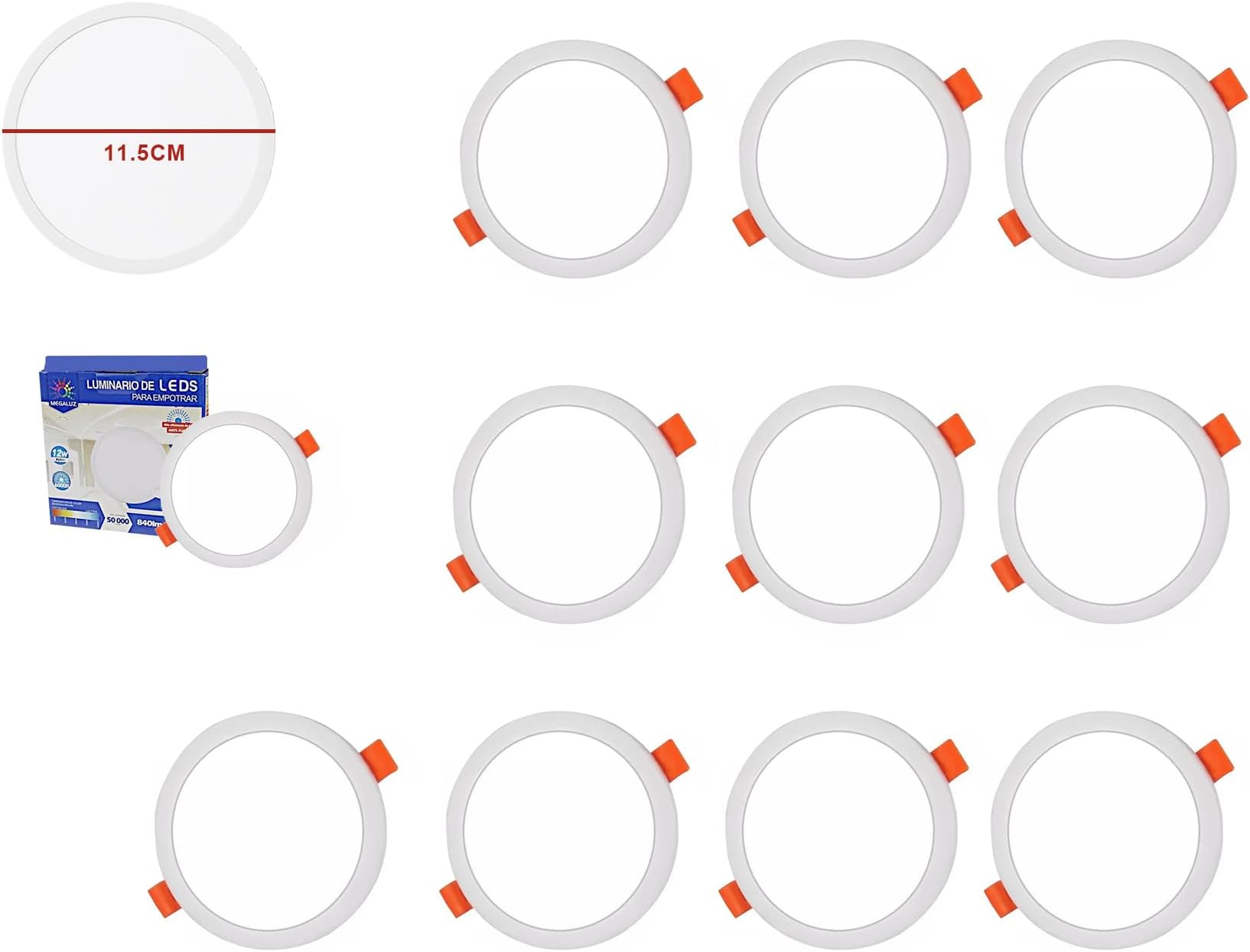 Paquete 10, Lampara Led Ajustable Bote Plafón, Plafon Led 12w Luminario Bote Empotrado Delgado ...