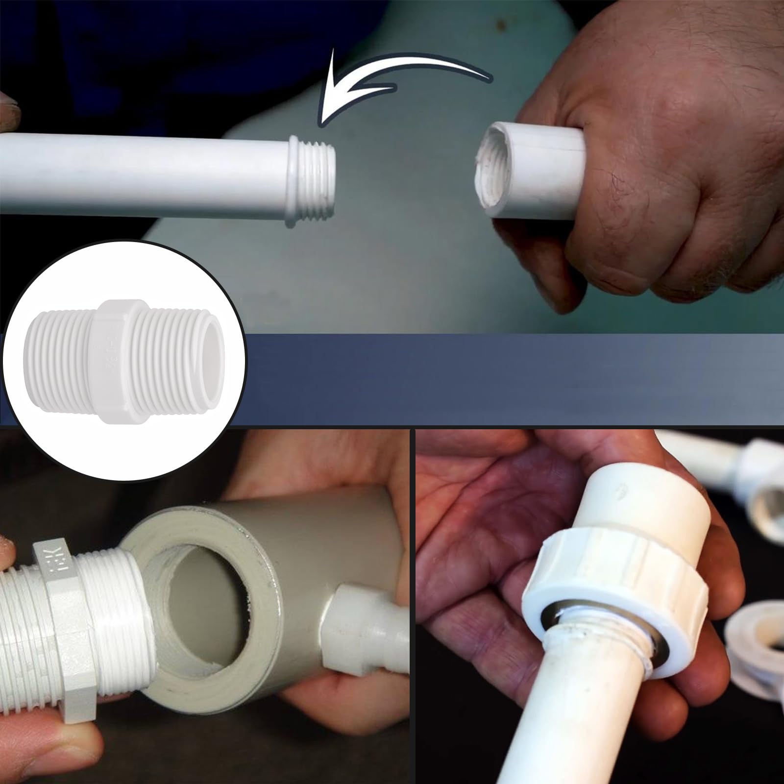 Snapklik.com : 20Pack 3/4 Inch PVC Nipple Male Thread Coupling Adapter ...