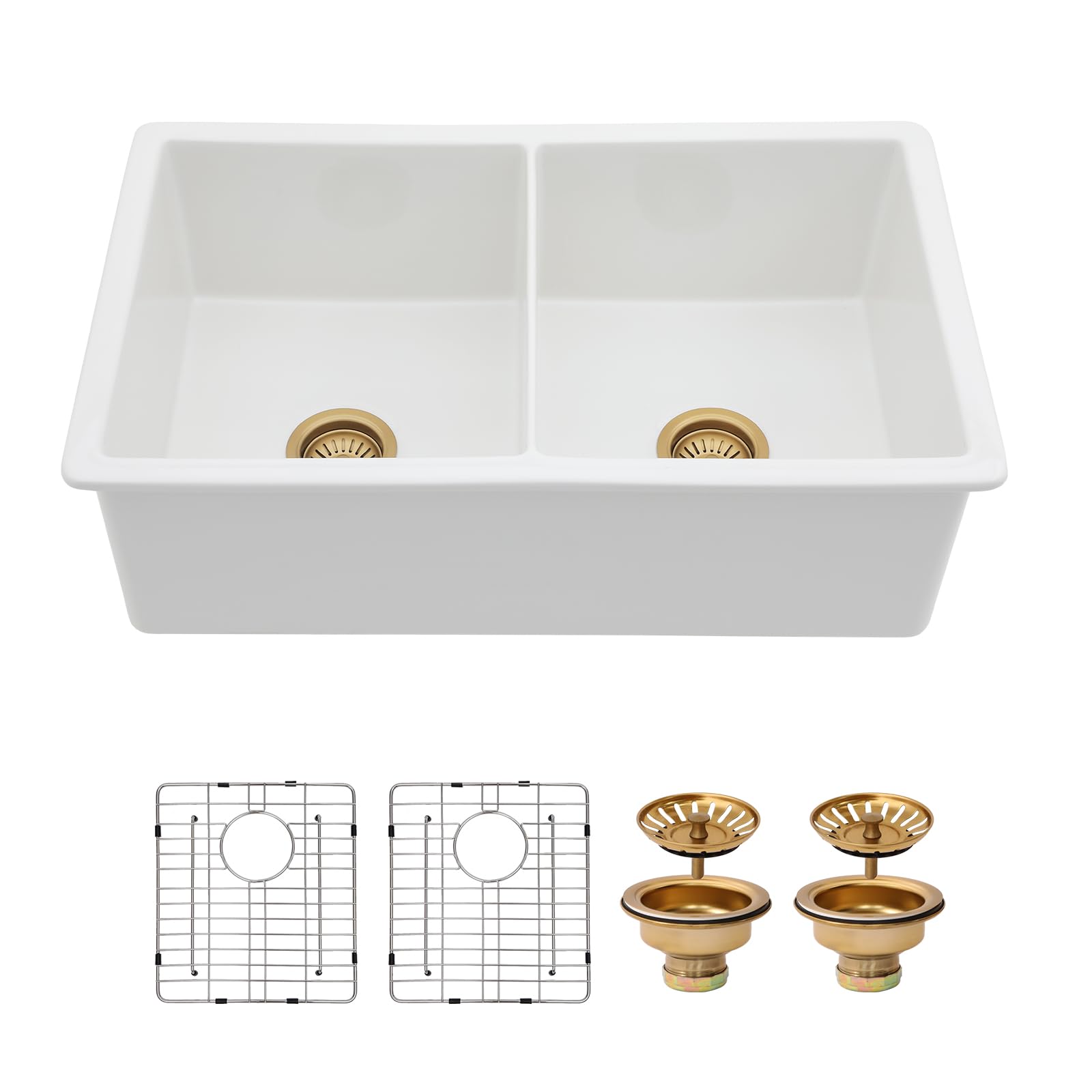 Snapklik.com : Farmhouse Sink -GhomeG 32 Inch White Fireclay Apron ...