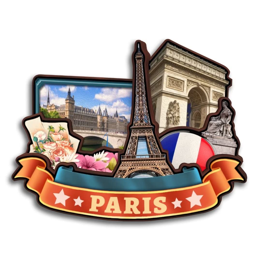 Amazon.com: Paris France Fridge Magnet Wooden Collection 3D Wood ...