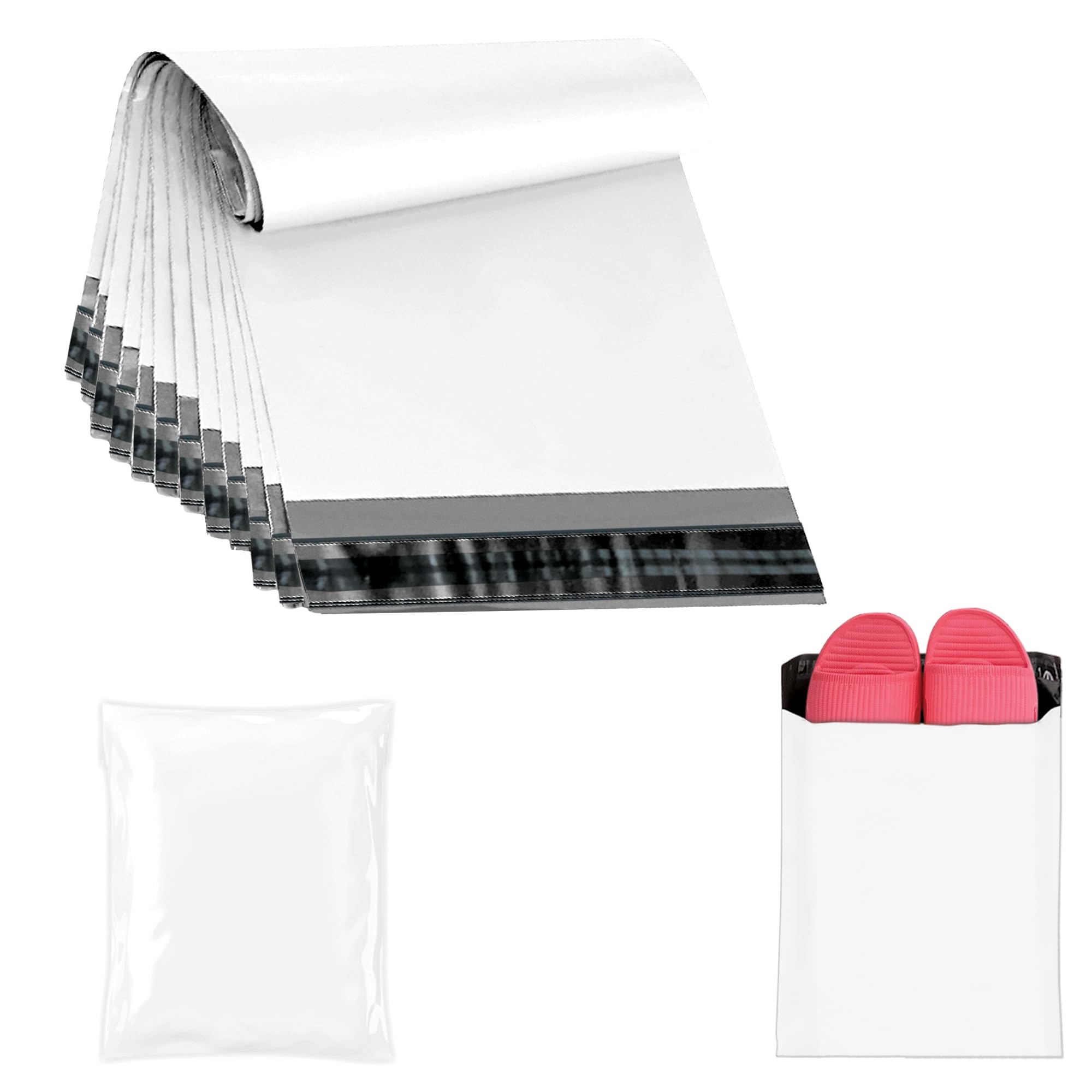 JeeJaan® 100 Pcs of White Poly Mailers 10 x 14 in Packaging Bags Medium ...