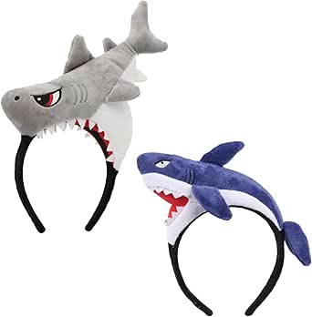 MFUOE 2Pieces Shark Headband Funny Animal Hairbands Shark Party Favors ...