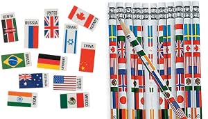 Amazon.com: HAPPY DEALS ~ Multicultural World Flag Pencils (24) and ...