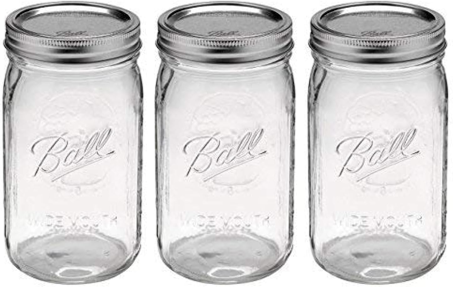 Amazon.com: Ball Quart Jar with Silver Lid, Wide Mouth, Set of 3: Home ...