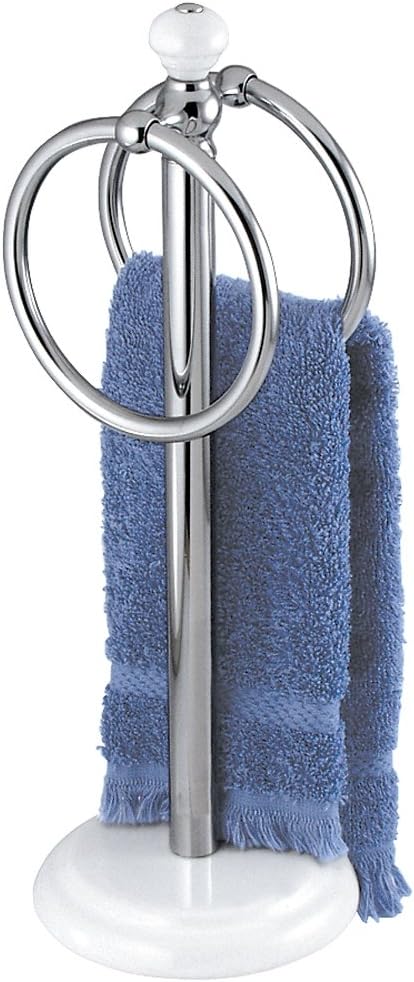 iDesign York Ceramic Double Loop Towel Holder Stand for Bathroom ...