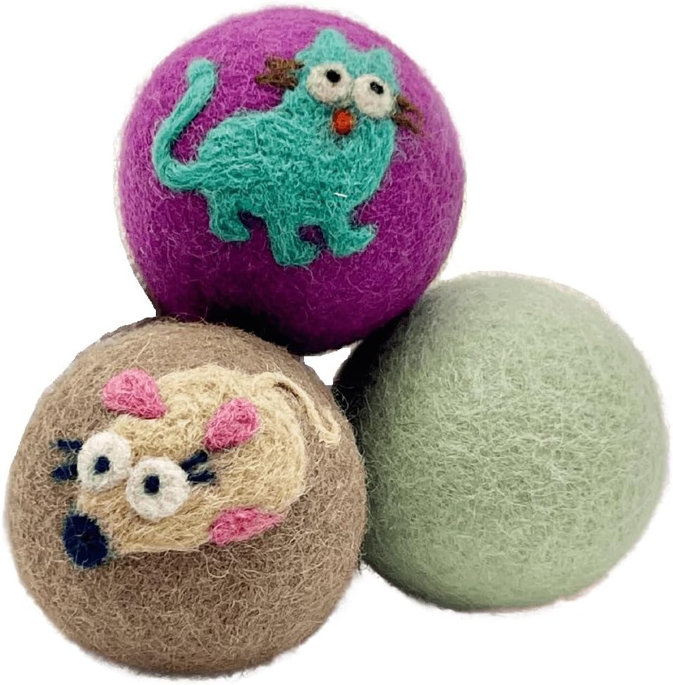 Pet Supplies : Wool Dog Balls 4-Pack ~ Made in USA ~ 100% Wool Felt ...