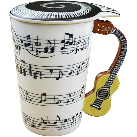 Amazon.com: LanHong - 13.5 oz Musical Notes Design Guitar Coffee Mugs ...