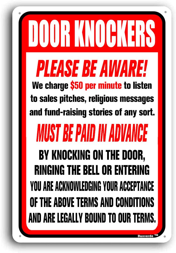 Amazon.com: 12"x16" Aluminum Sign, No Soliciting Sign, Door Knockers ...