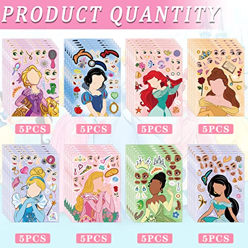 Snapklik.com : 40 Sheets Make Your Own Princess Face Stickers, Princess ...