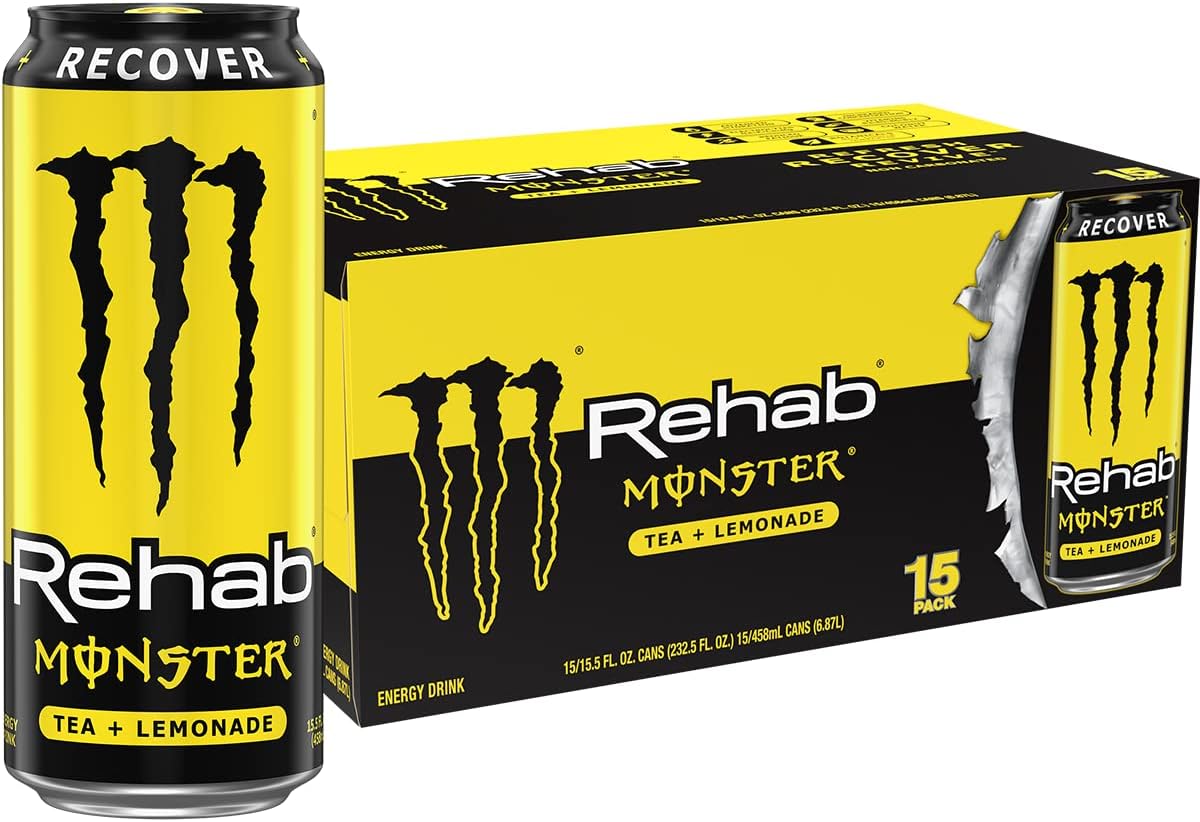 Amazon.com : Monster Energy Rehab Tea + Lemonade + Energy, Energy Iced ...