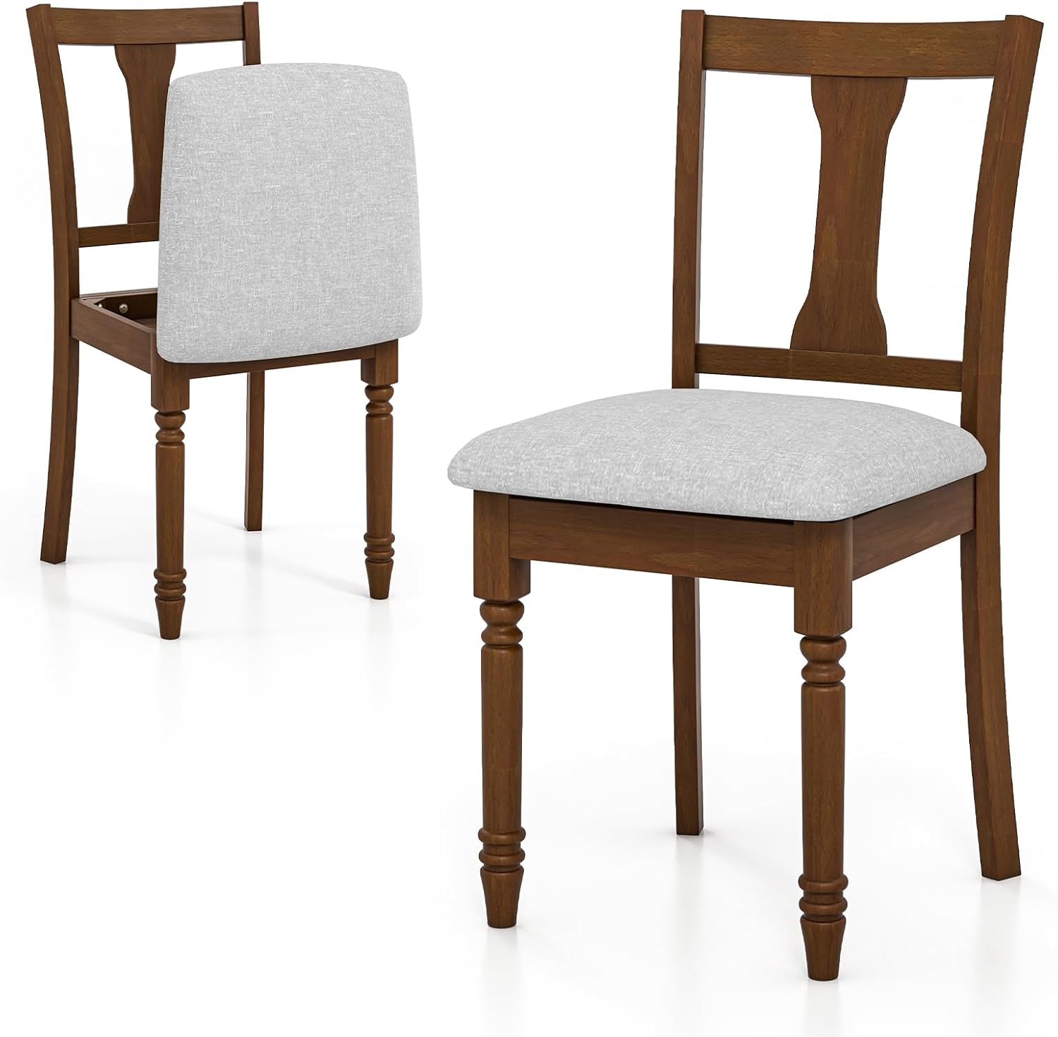 Amazon.com - NAFORT Wooden Dining Chairs Set of 2 with Upholstered Seat ...