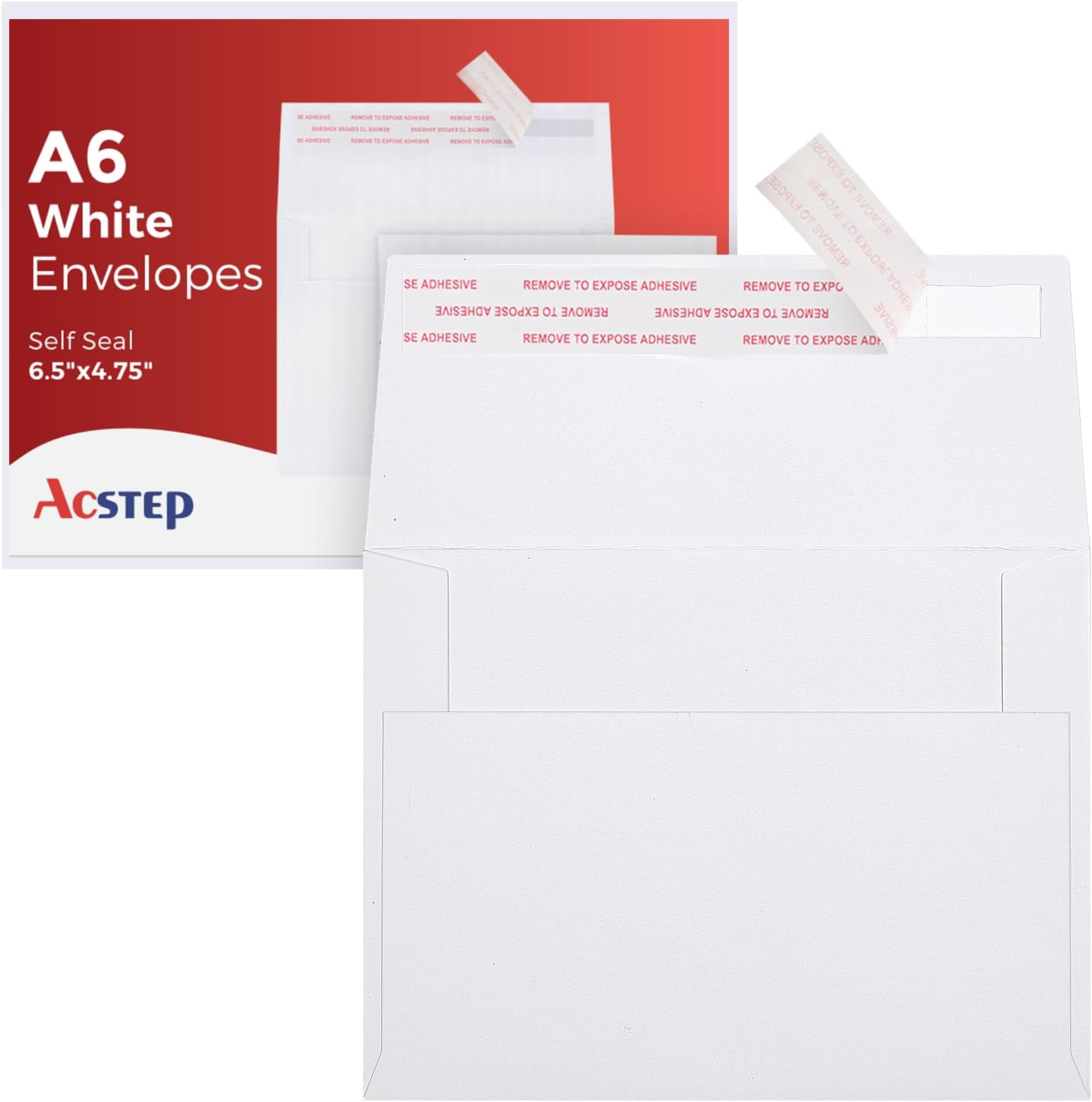 ACSTEP 100Pack A6 Envelopes 6-1/2X4-3/4 Inch Self seal White 4 X 6 ...