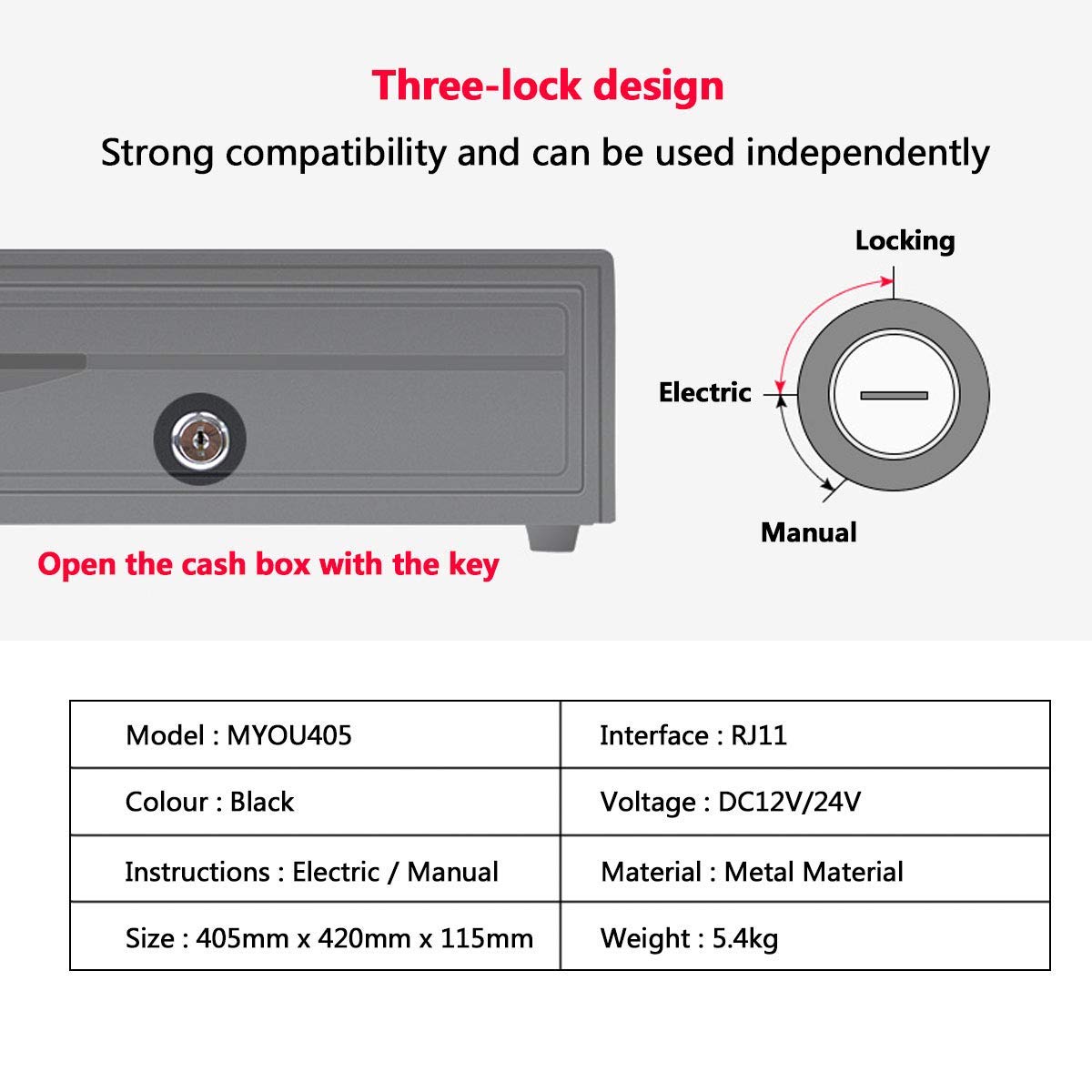 KingSaid Cash Register Drawer Heavy Duty Box POS Receipt Printer ...