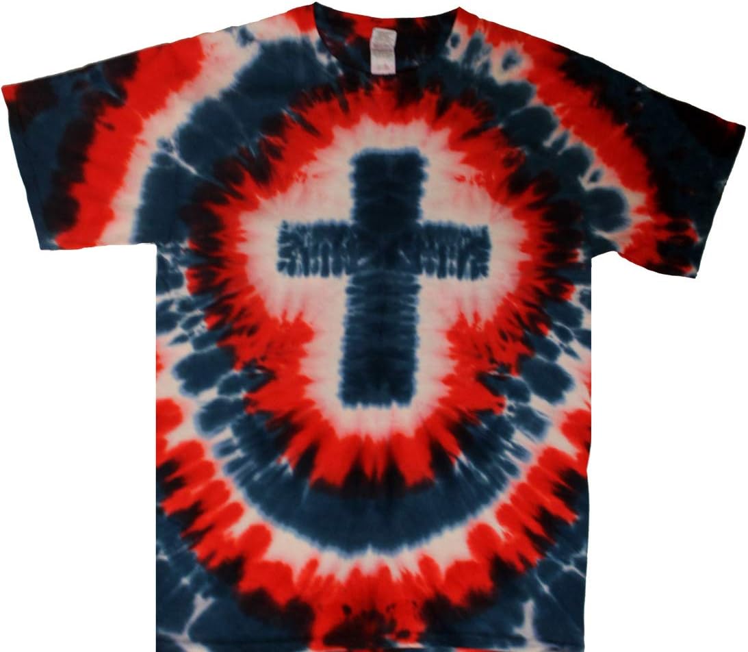 Red White Blue Christian Cross Religious Tie Dye T Shirt, Patriotic ...