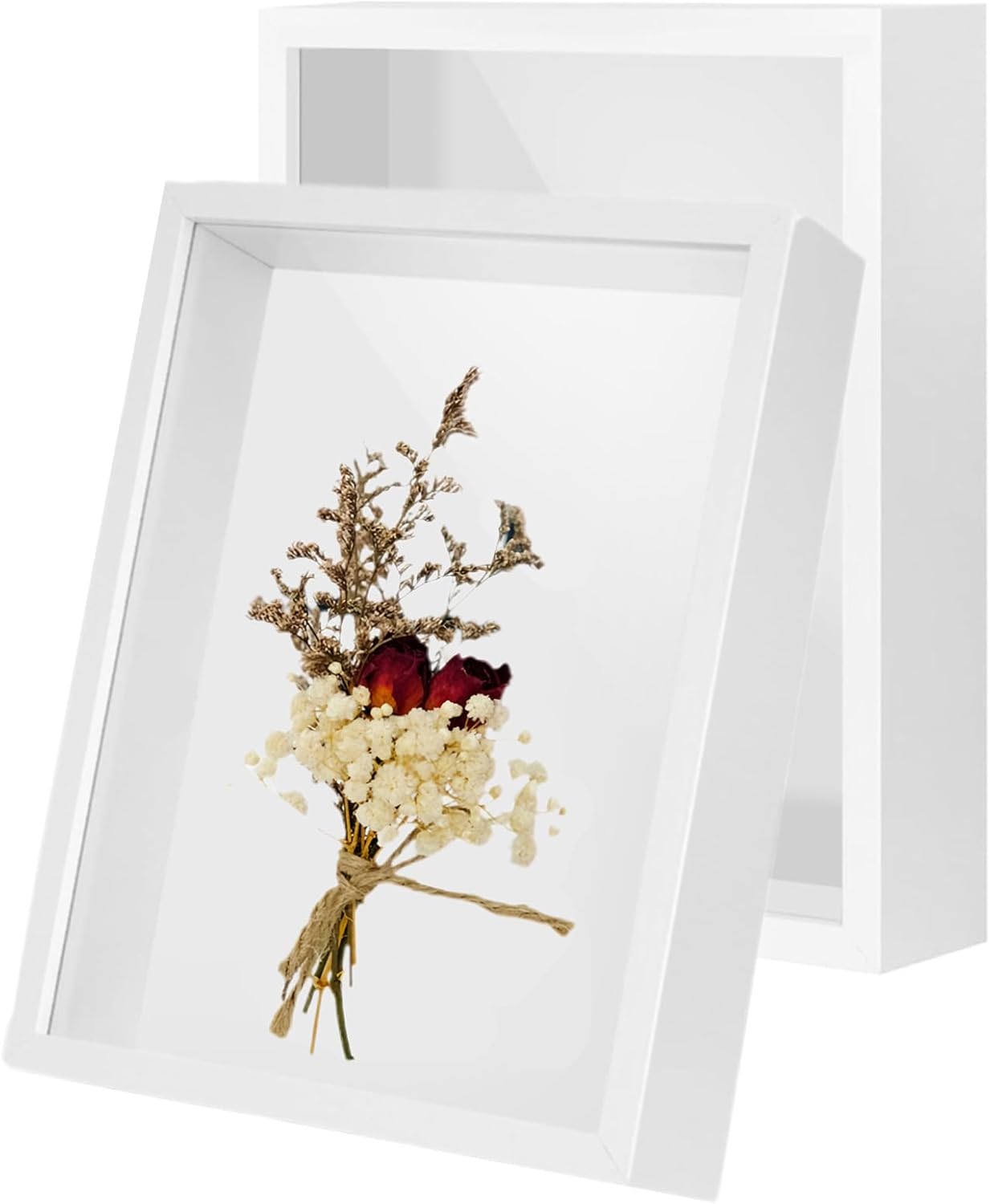 Amazon.com - 2Pack 4x6 Shadow Box Frame，HD Glass Wooden White Hollow ...