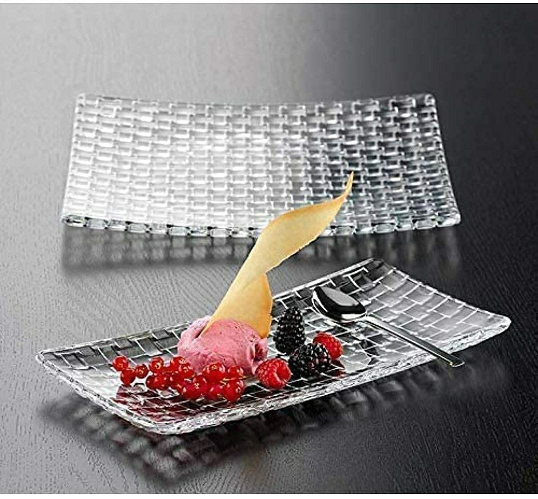 Buy MS VILLA Crystal Clear Glass Serving Square Shape Dinner Tray ...