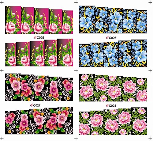 Amazon.com: KADS Flowers Nail Art Stickers False Nail Design Manicure ...