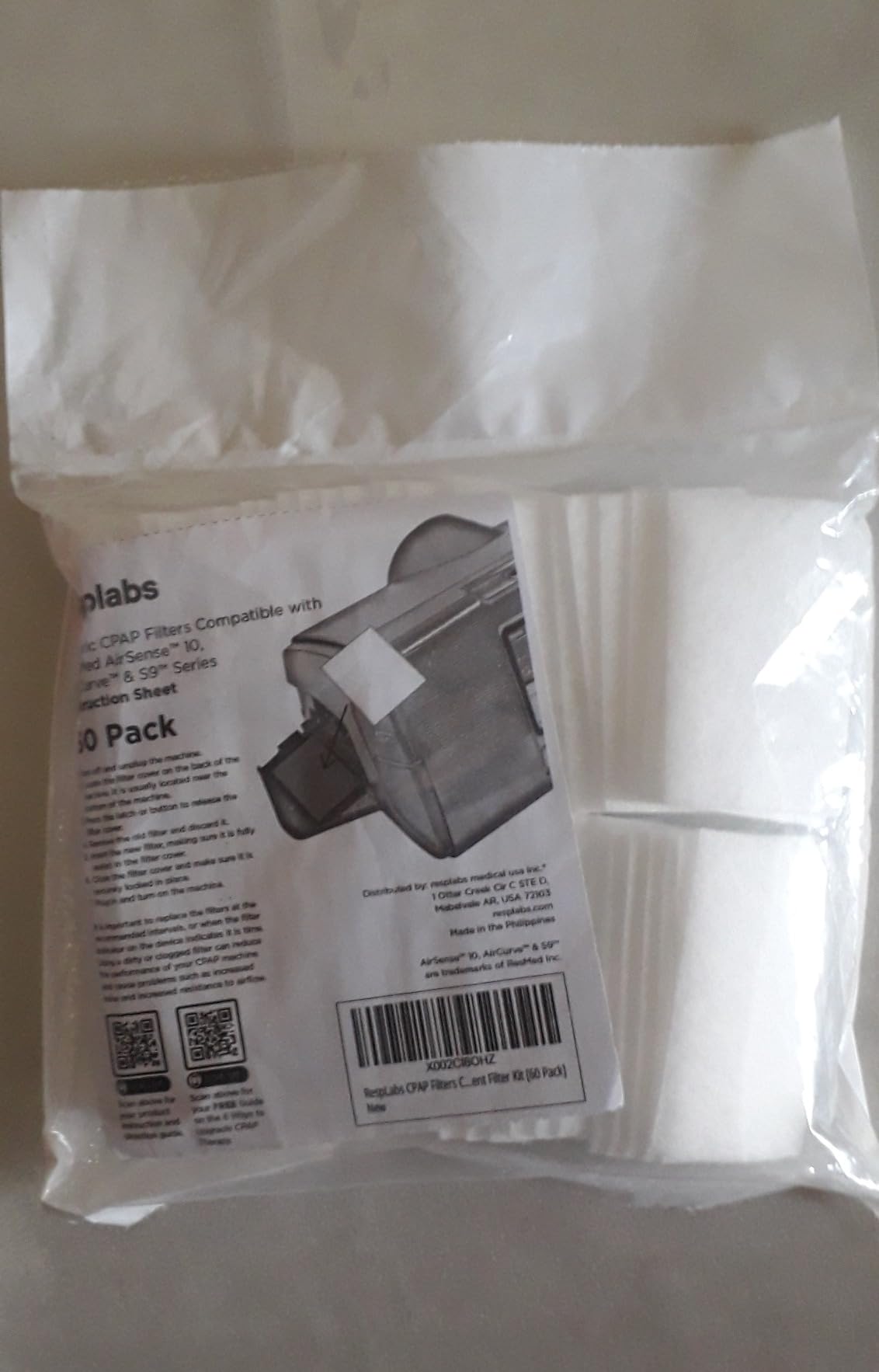 RespLabs Medical Inc. Cpap Filters, 60 Pack for ResMed AirSense 10 and ...