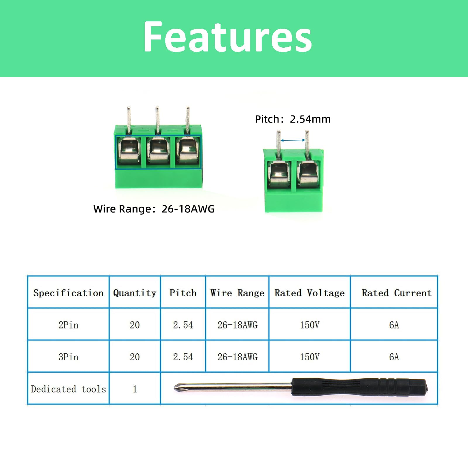 Snapklik.com : AEDIKO 60pcs 2 Pin 3 Pin PCB Mount Screw Terminal Block ...