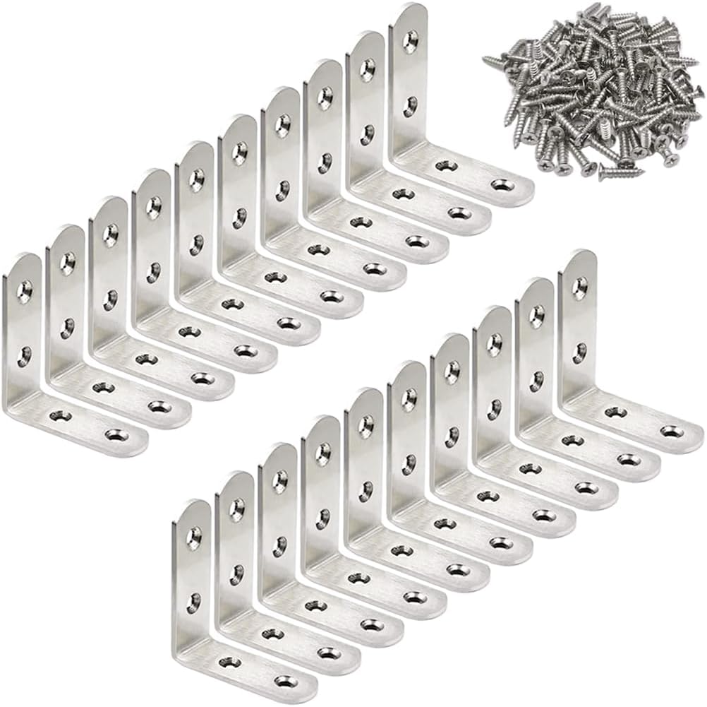 Amazon.com: 20 Pack L Bracket Corner Braces 2 Inch Stainless Steel ...