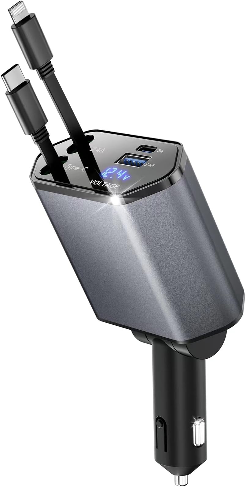 Amazon.com: Retractable Car Charger 120W - 4 in 1 Fast Charing Car ...