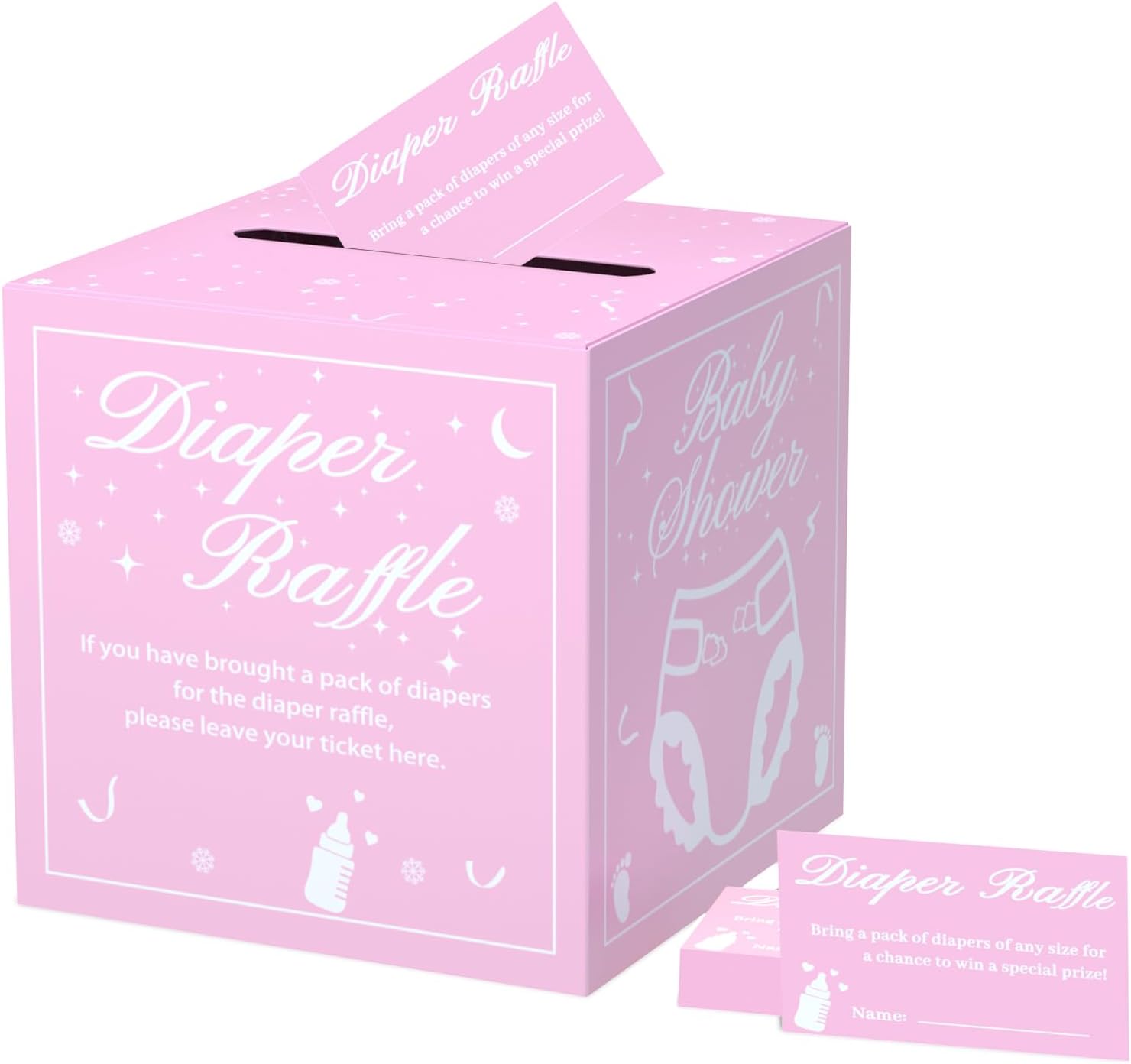 Amazon.com : QISOLIY 50 Pieces Diaper Raffle Tickets with Box Baby ...