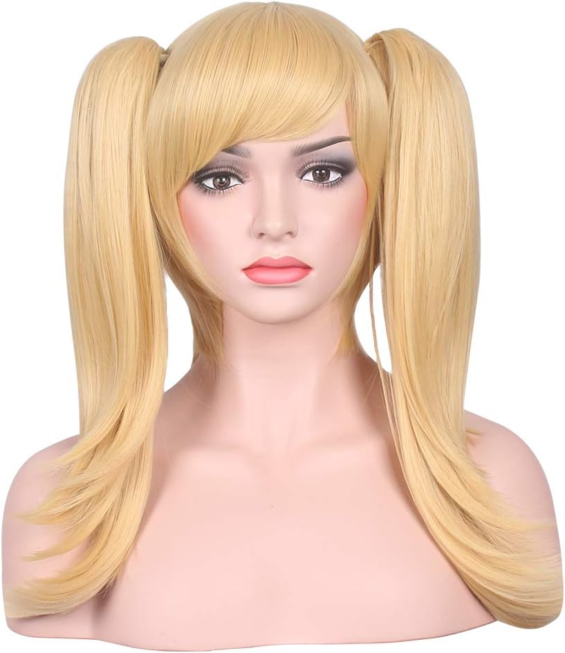 Amazon.com: JoneTing Blonde Pigtail Wig 【+Wig Cap +2 Clip Ponytails ...