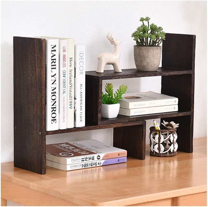 Amazon.com: FEANG Expandable Desktop Bookshelf Adjustable Display Shelf ...
