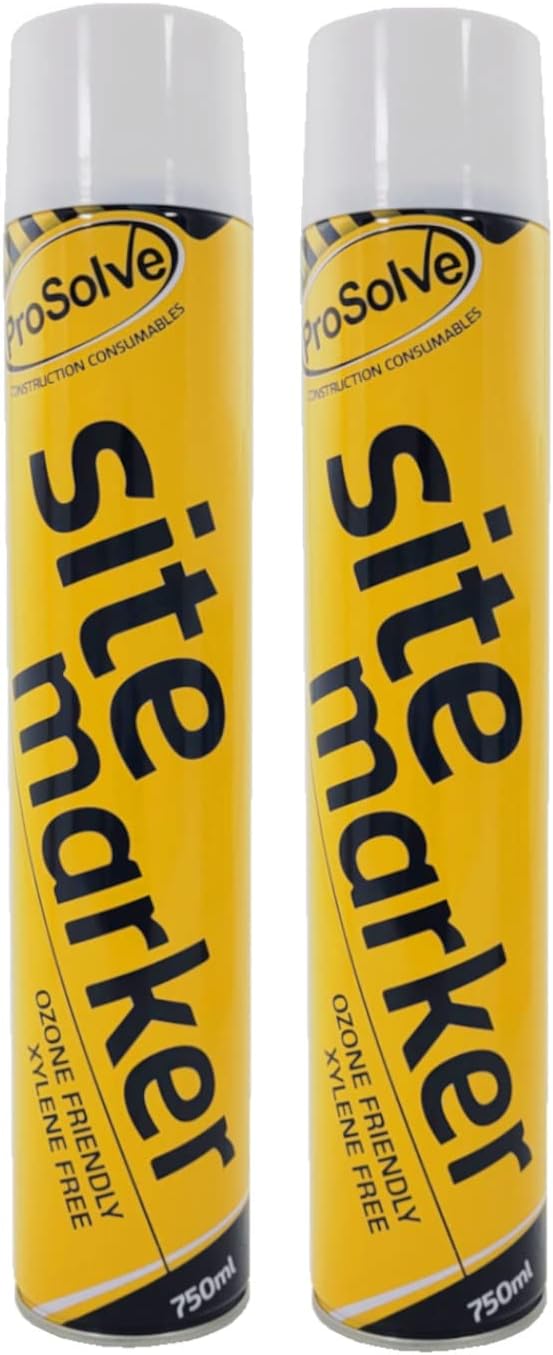 (PACK OF 2) Large 750ml WHITE Line Marking Spray paint survey builders ...