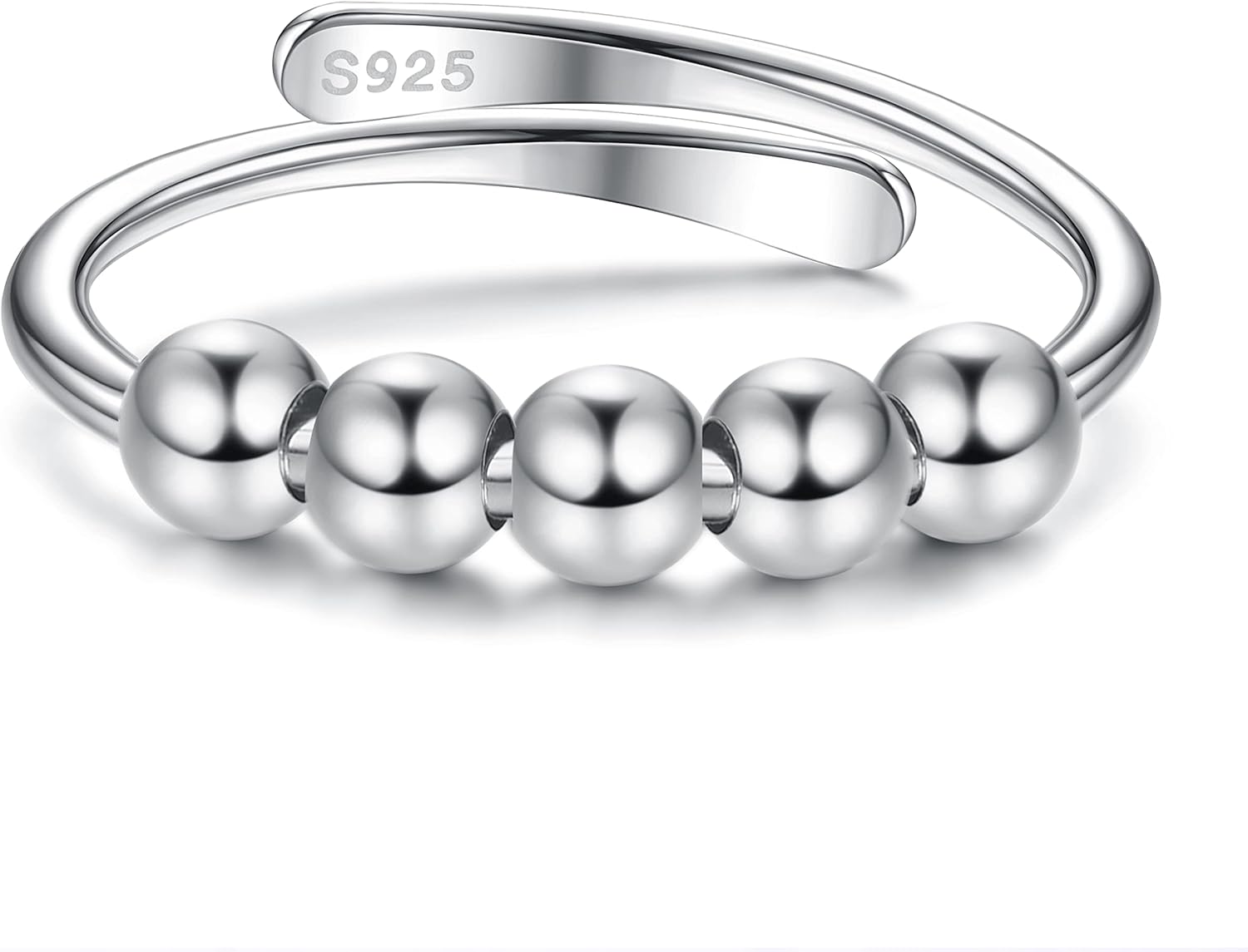 Chriscoco Sterling Silver Fidget Ring Adjustable Stress Spinner Rings ...