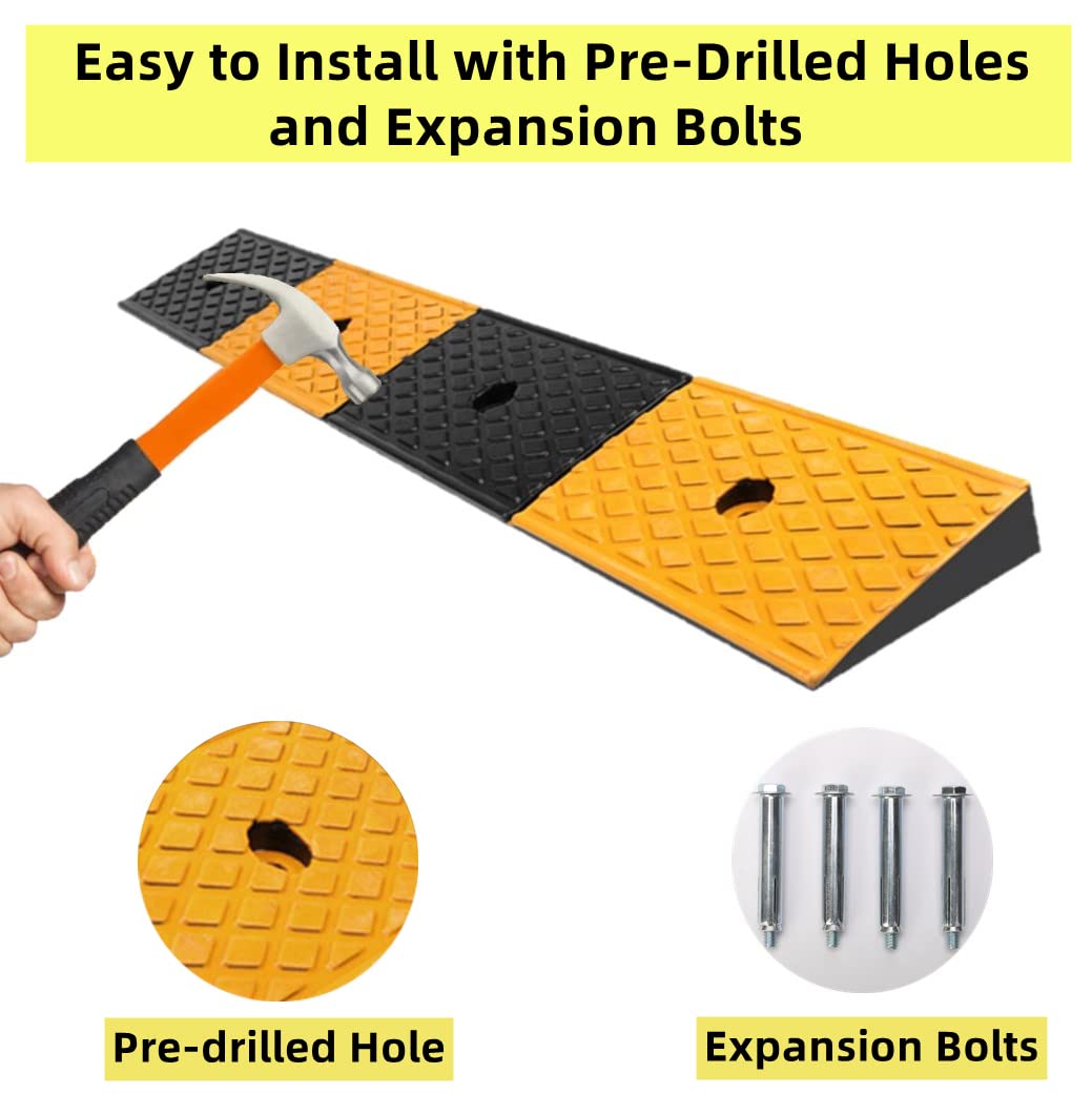 Nisorpa 2" Rubber Curb Ramps Heavy Duty Driveway Curb Ramp 10 Ton Car ...