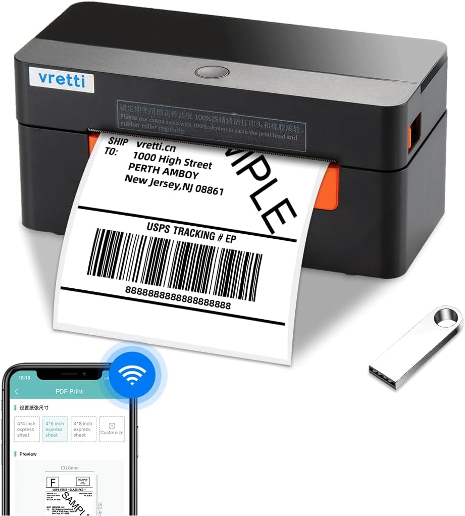 Amazon.com : vretti Wi-Fi Thermal Label Printer - Wireless Shipping ...