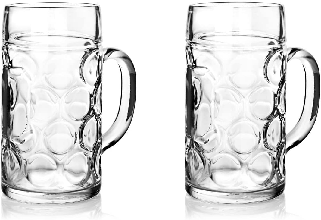 Amazon.com | 1 Liter HB "Hofbrauhaus Munchen" Dimpled Glass Beer Stein ...