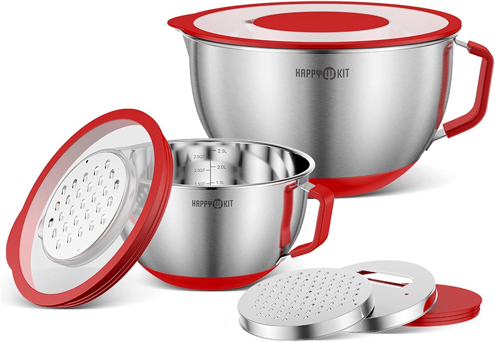 Amazon.com: P&P CHEF Mixing Bowls with Lids Set of 3, Stainless Steel ...
