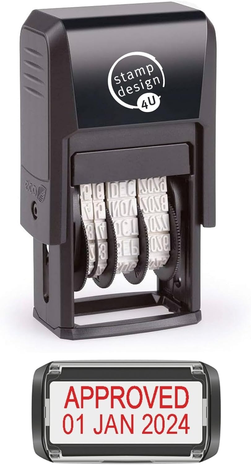 Self Inking Changeable Date Stamp - Approved Date Stamp in Red Ink ...