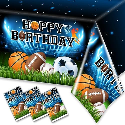 Amazon.com: 3Pcs Sports Themed Tablecloths-Sports Birthday Party ...