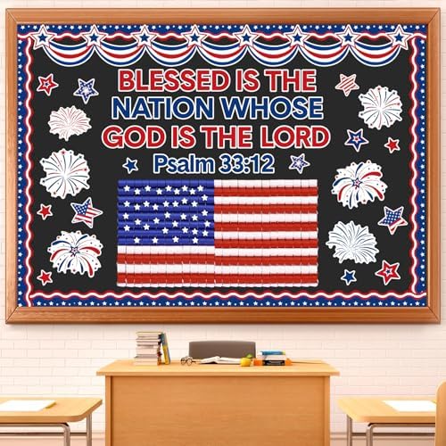 Amazon.com : Pasimy Patriotic Bulletin Board Set 4th of July Christian ...