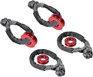 NAAMOTOMOX 4X Red Aluminum Snatch Recovery Ring and 4X Black1/2 ...